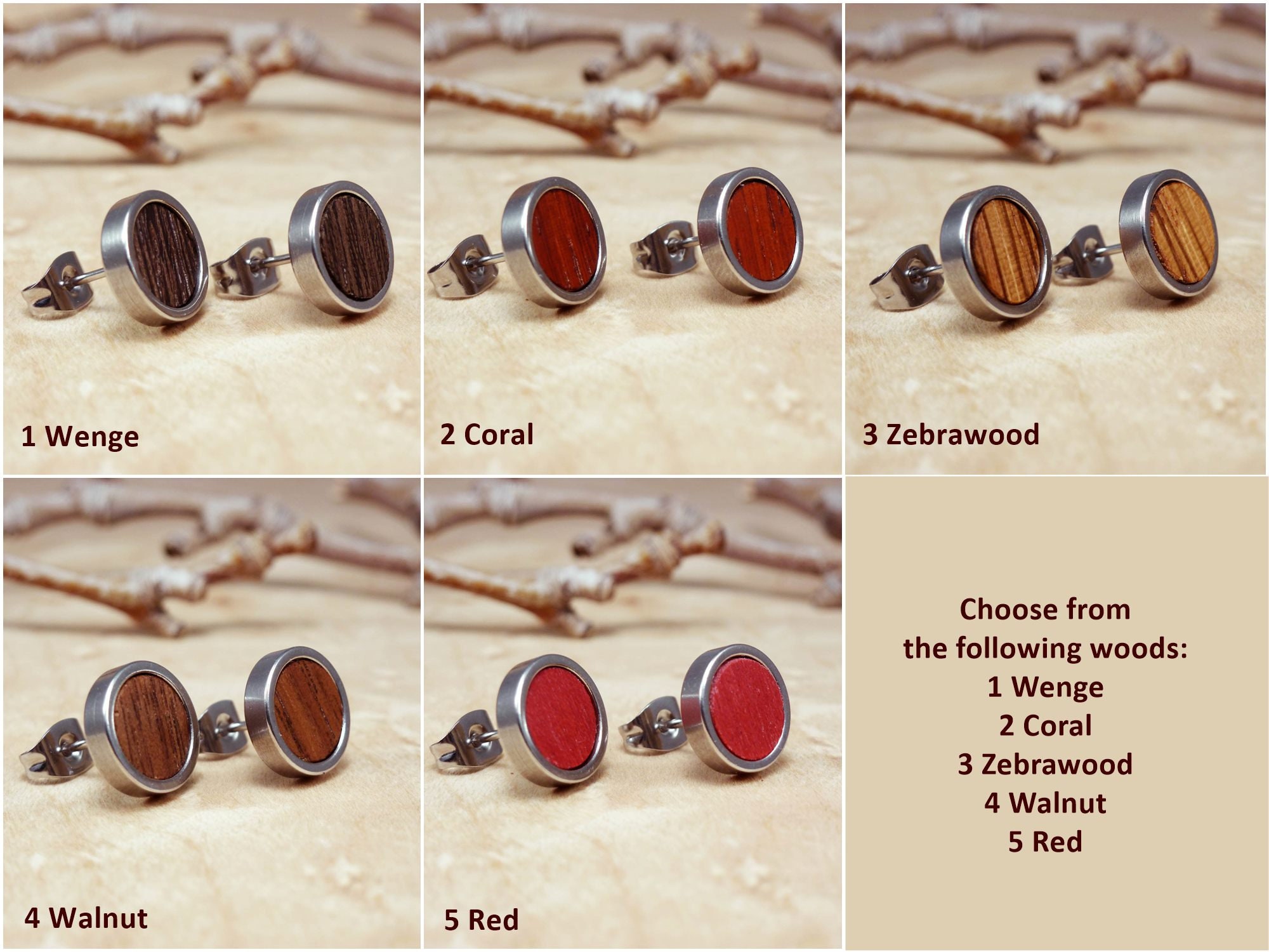 Exotic Hardwood Earrings for Men Luxury Stud Earrings - Etsy