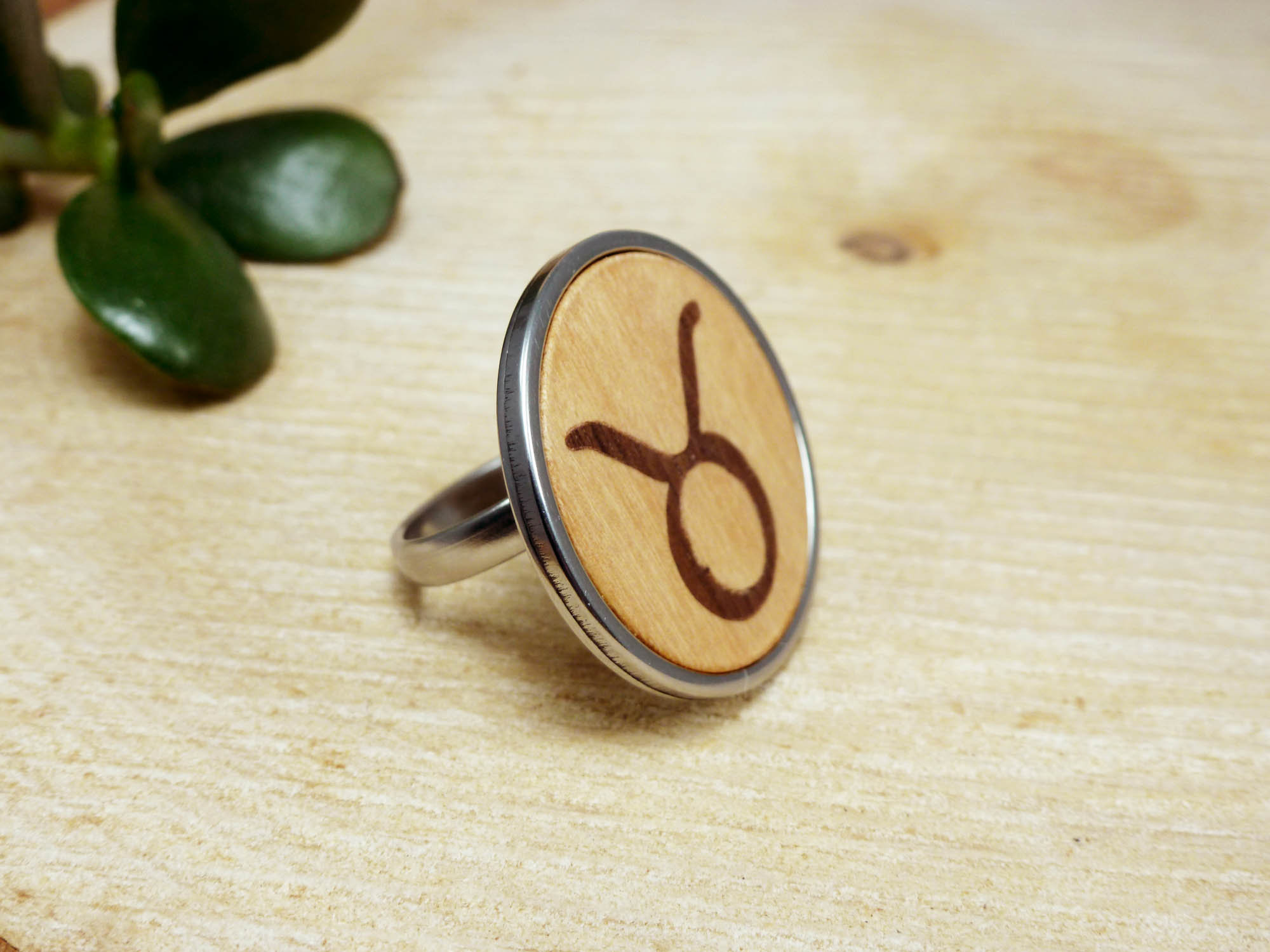 Taurus Symbol Ring Wooden Rings for Women Nature Lovers - Etsy