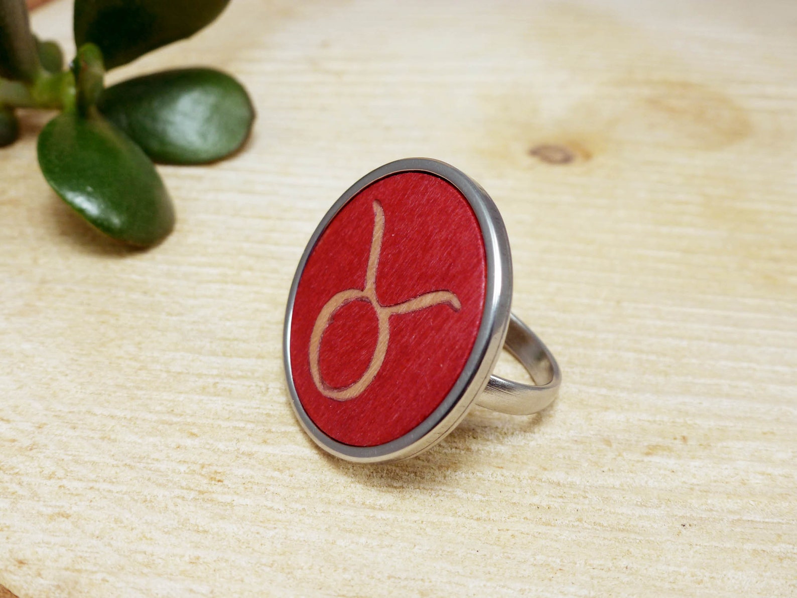 Taurus Symbol Ring Wooden Rings for Women Nature Lovers - Etsy