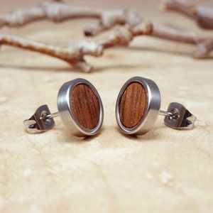 Wood Stud Earrings Men, Earthy Earrings Men, Mens Stud Earrings, Wooden ...