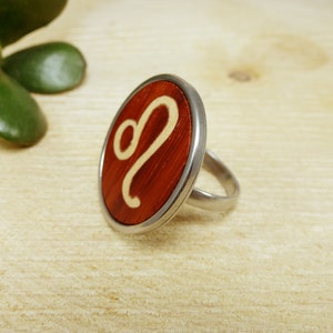 Women's Ring Leo Symbol, Leo Zodiac Ring, Wooden Ring Love Nature, Leo ...