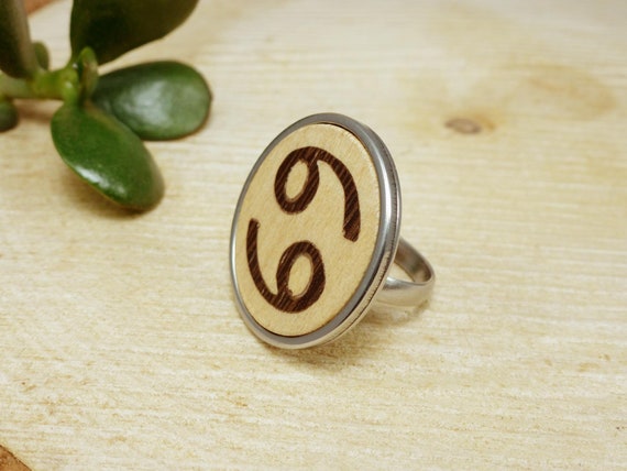 Cancer Symbol Ring Wooden Ring for Special Women Cancer - Etsy