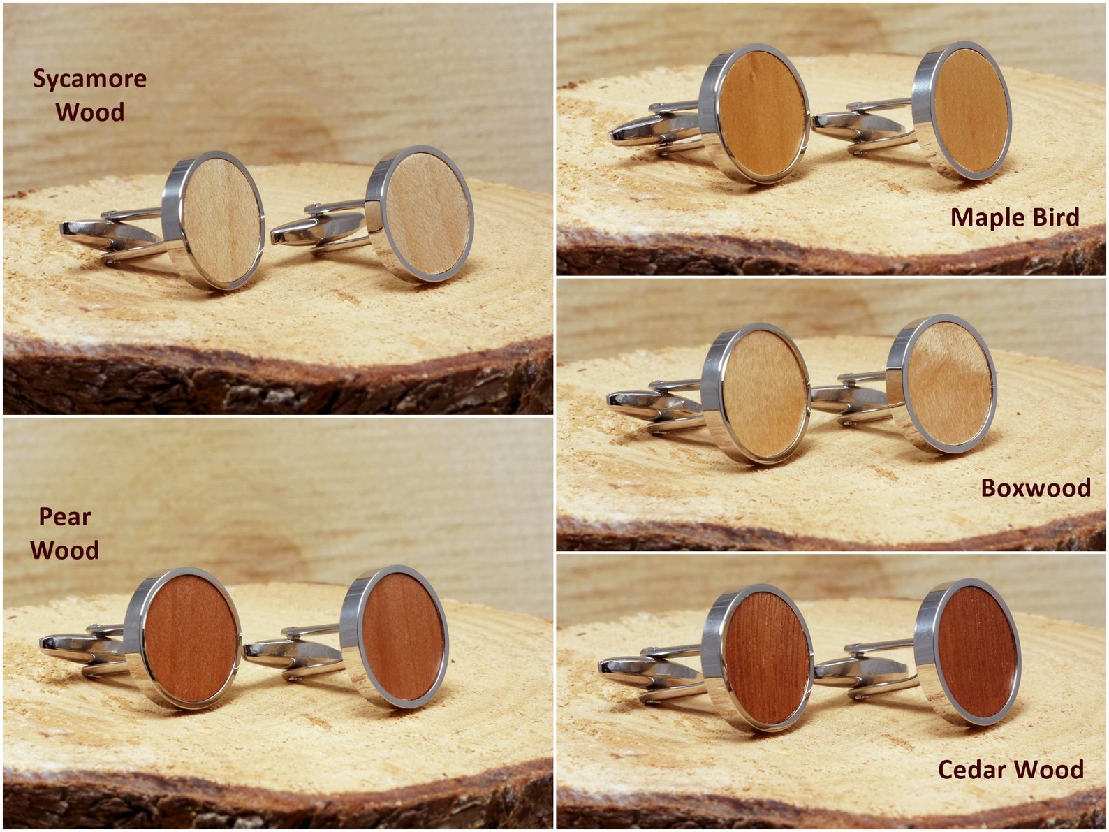 Wooden Cufflinks With Two Initials Engraved, Bohemian Custom Cufflinks ...