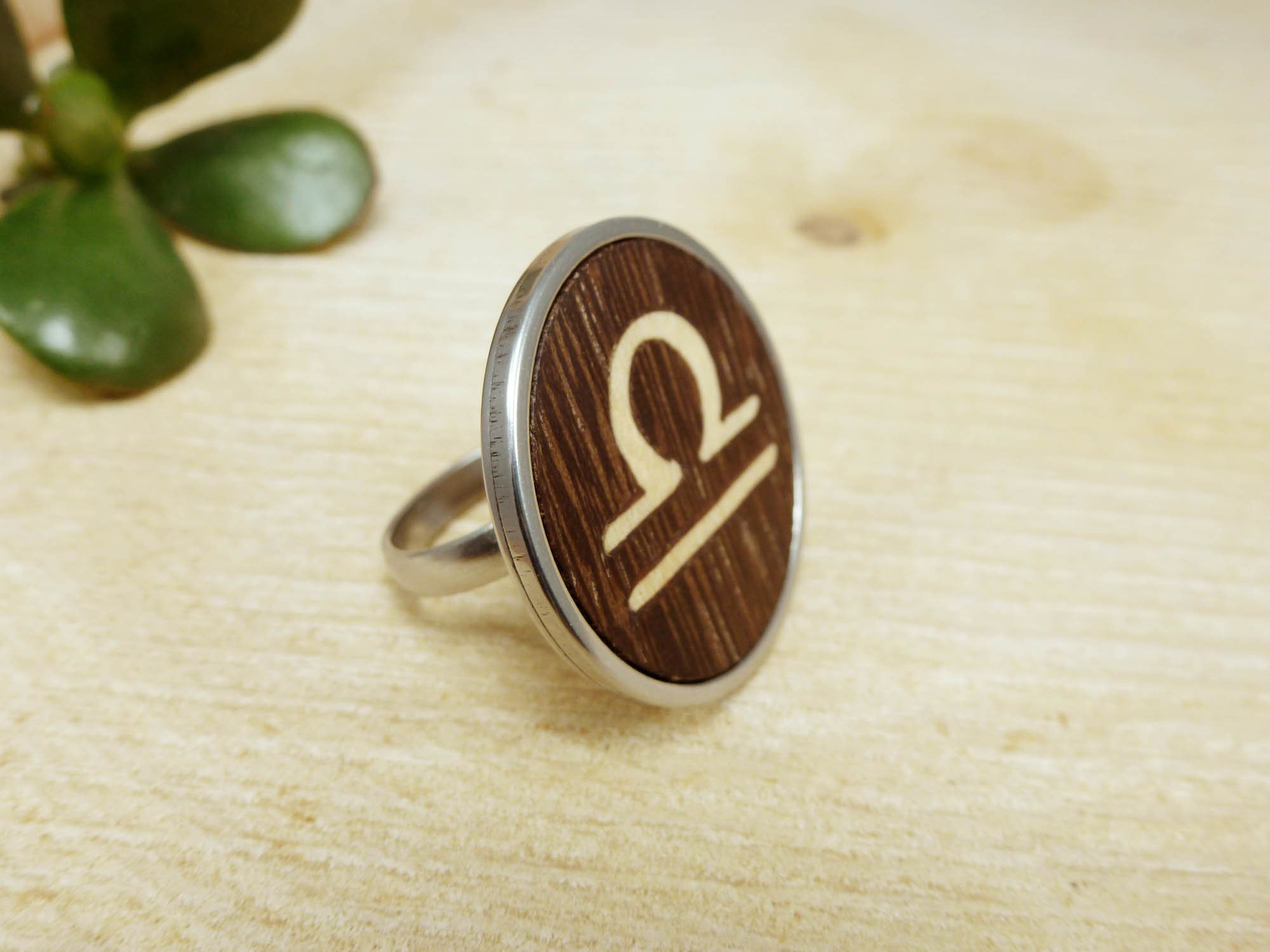 Libra Ring Women, Love Environment Ring, Libra Sign Ring, Handmade Wood ...