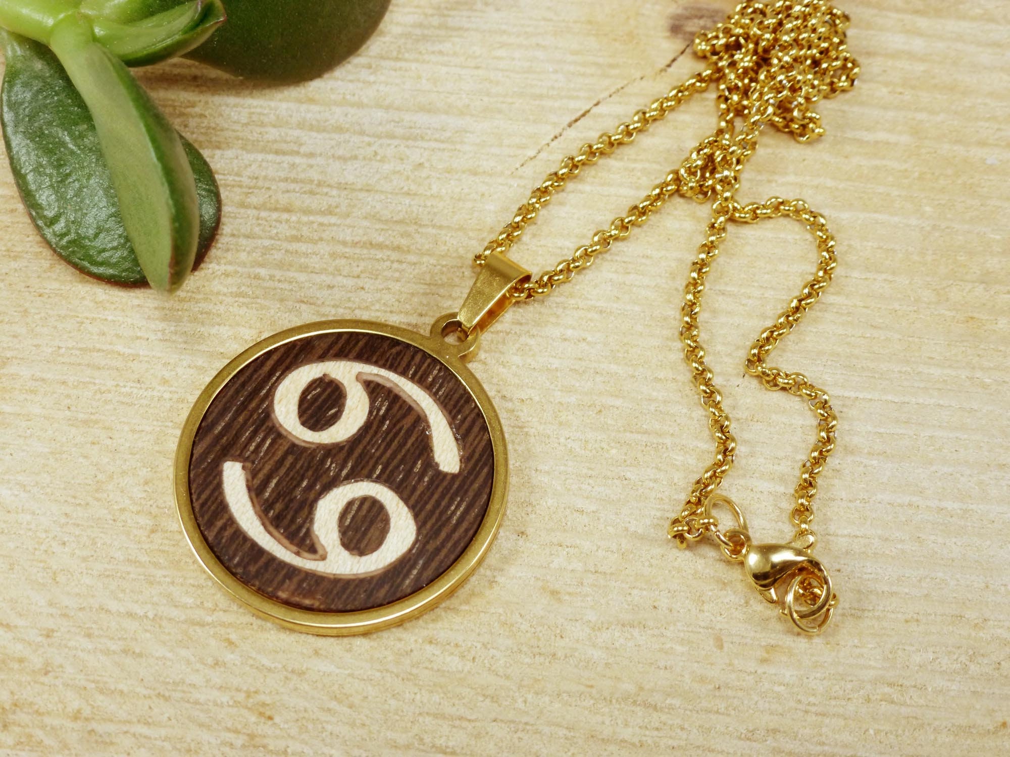 Cancer Sign Necklace, Stunning Necklace, Natural Wood Jewelry, Cancer ...
