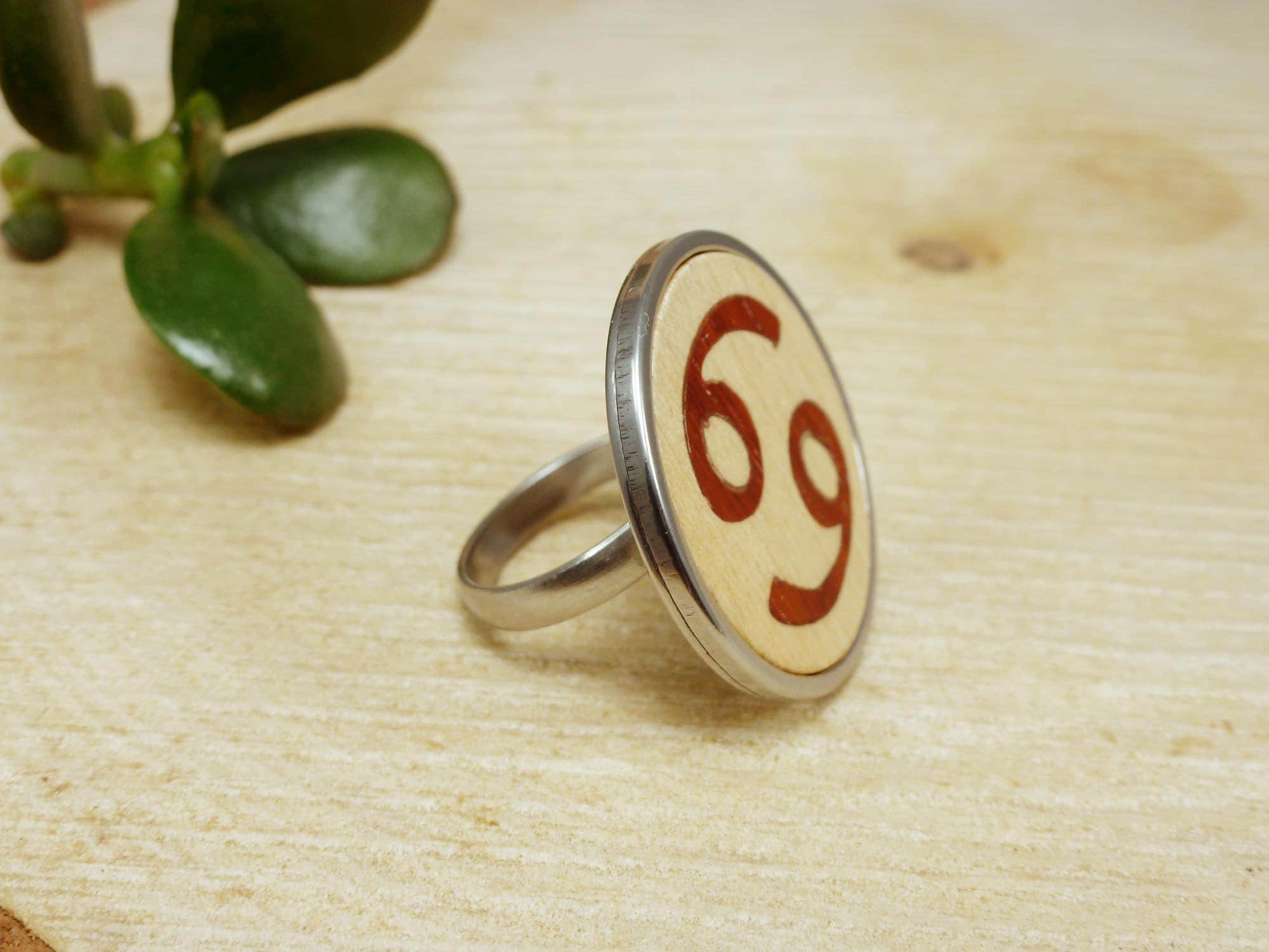 Cancer Symbol Ring Wooden Ring for Special Women Cancer - Etsy