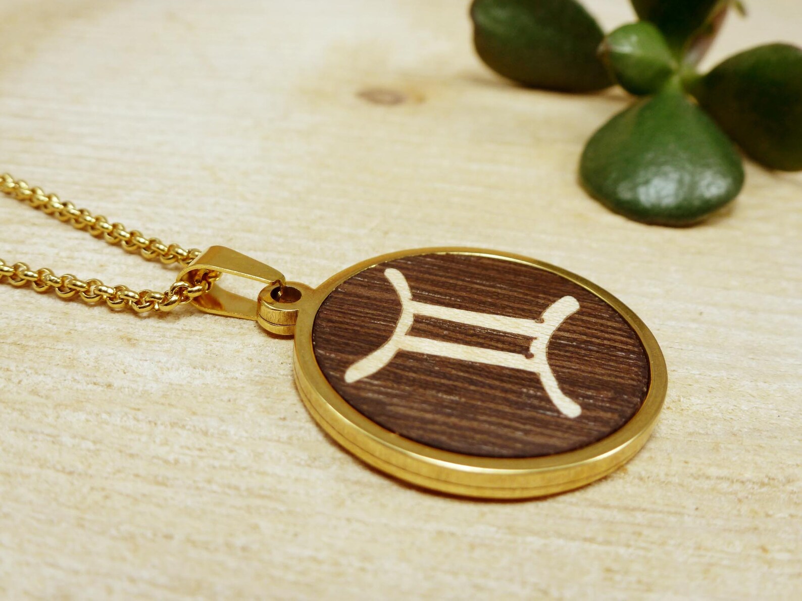 Gemini Symbol Necklace, Elegant Wood Necklace, Gemini Zodiac Necklace ...