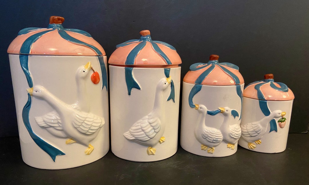 Vintage Goose Canister Set Ceramic Duck Containers Country - Etsy