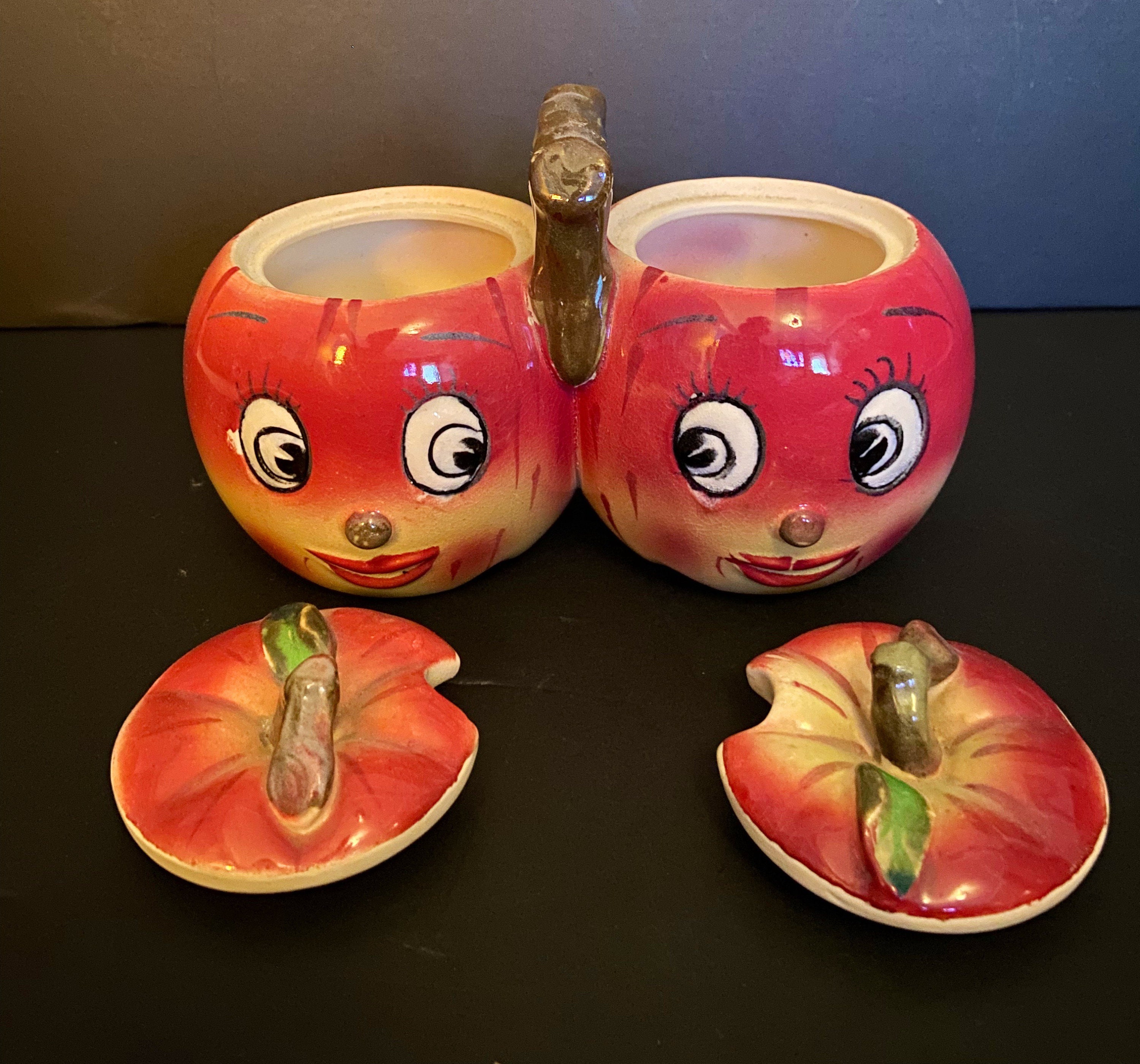 Vintage 1950s Anthropomorphic Apple Condiment Set Vtg Apple - Etsy