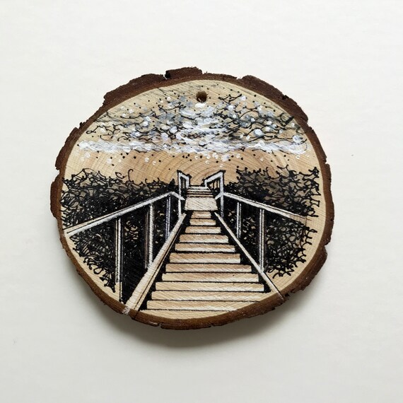 4 Hand-drawn Ornament: 67 Steps Beach Greenport | Etsy