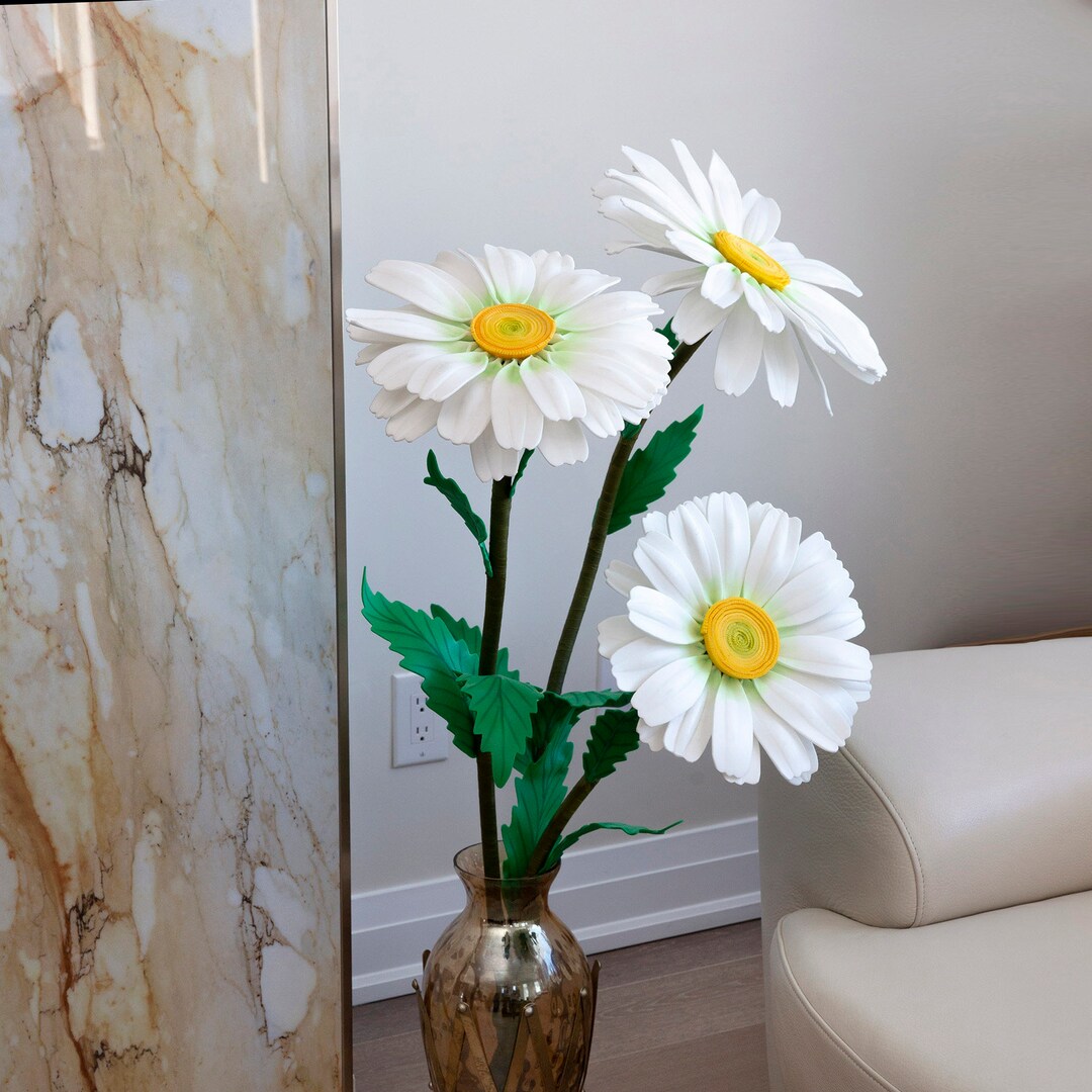 Unique Home Decor Giant Daisy Flower on Stem for a Floor Vase, Decor ...