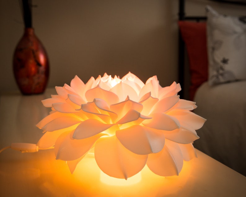 Table Lamp Dahlia Flower With LED Light Bulb for a Living Room and a ...