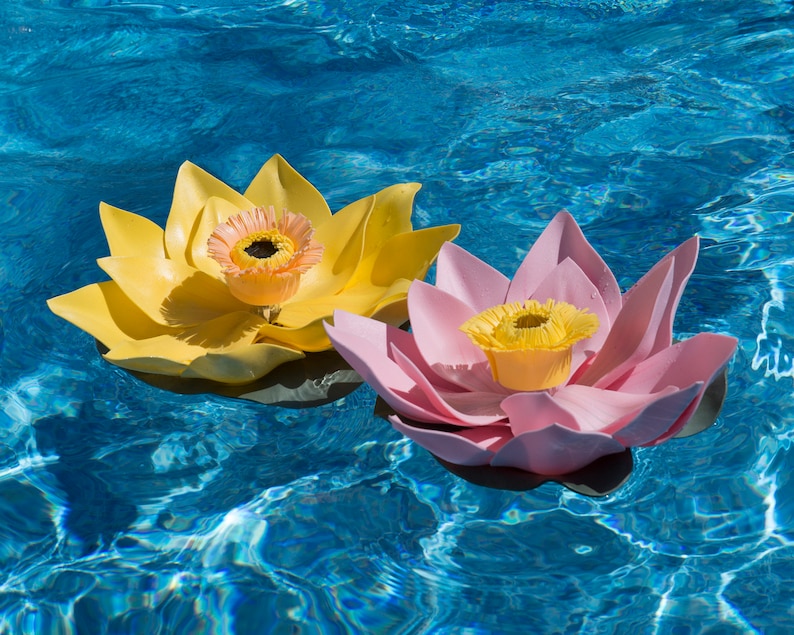 Handmade Water Lily for the Pool With Solar Power LED Light, Floating ...