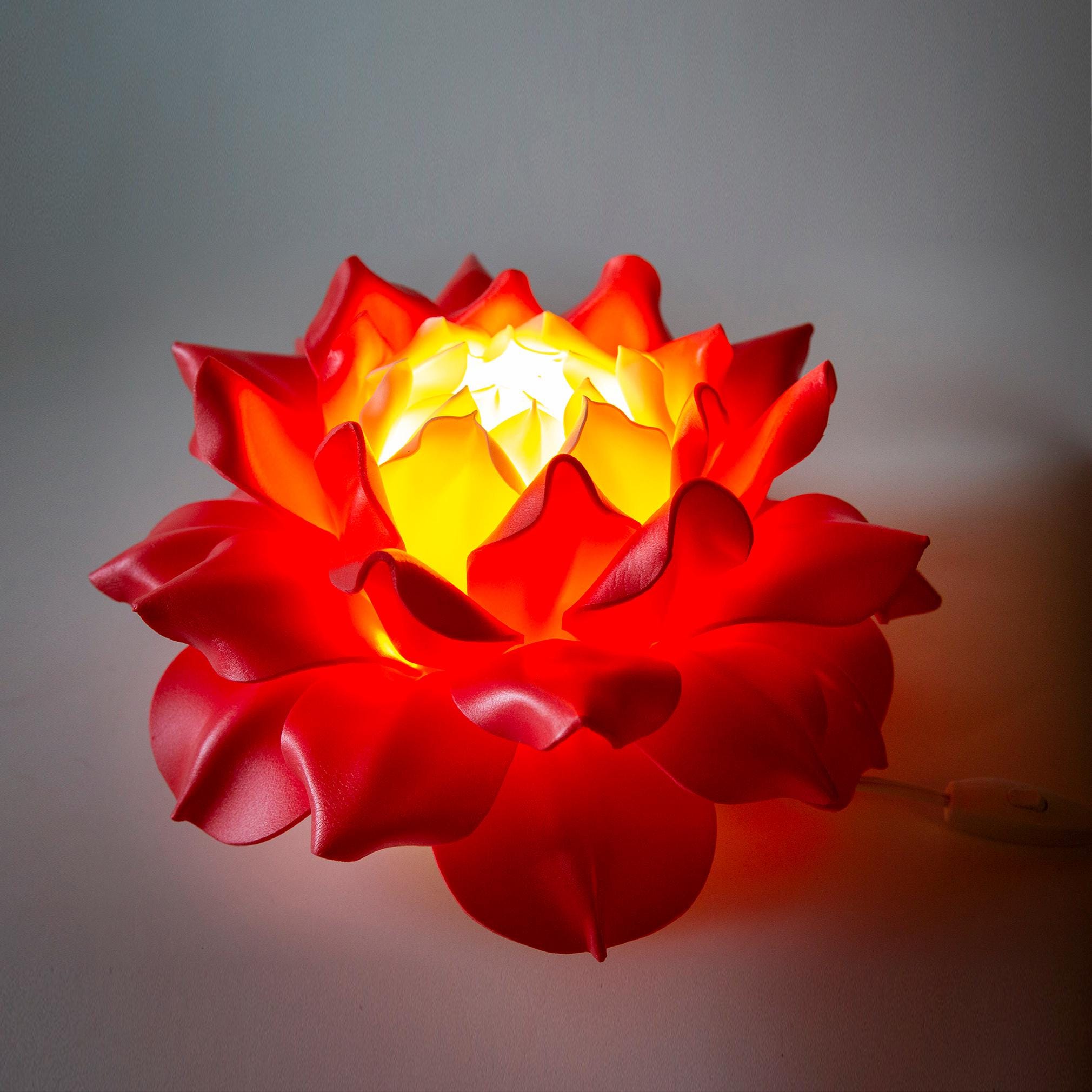 Table Lamp Dahlia Flower With LED Light Bulb - Etsy