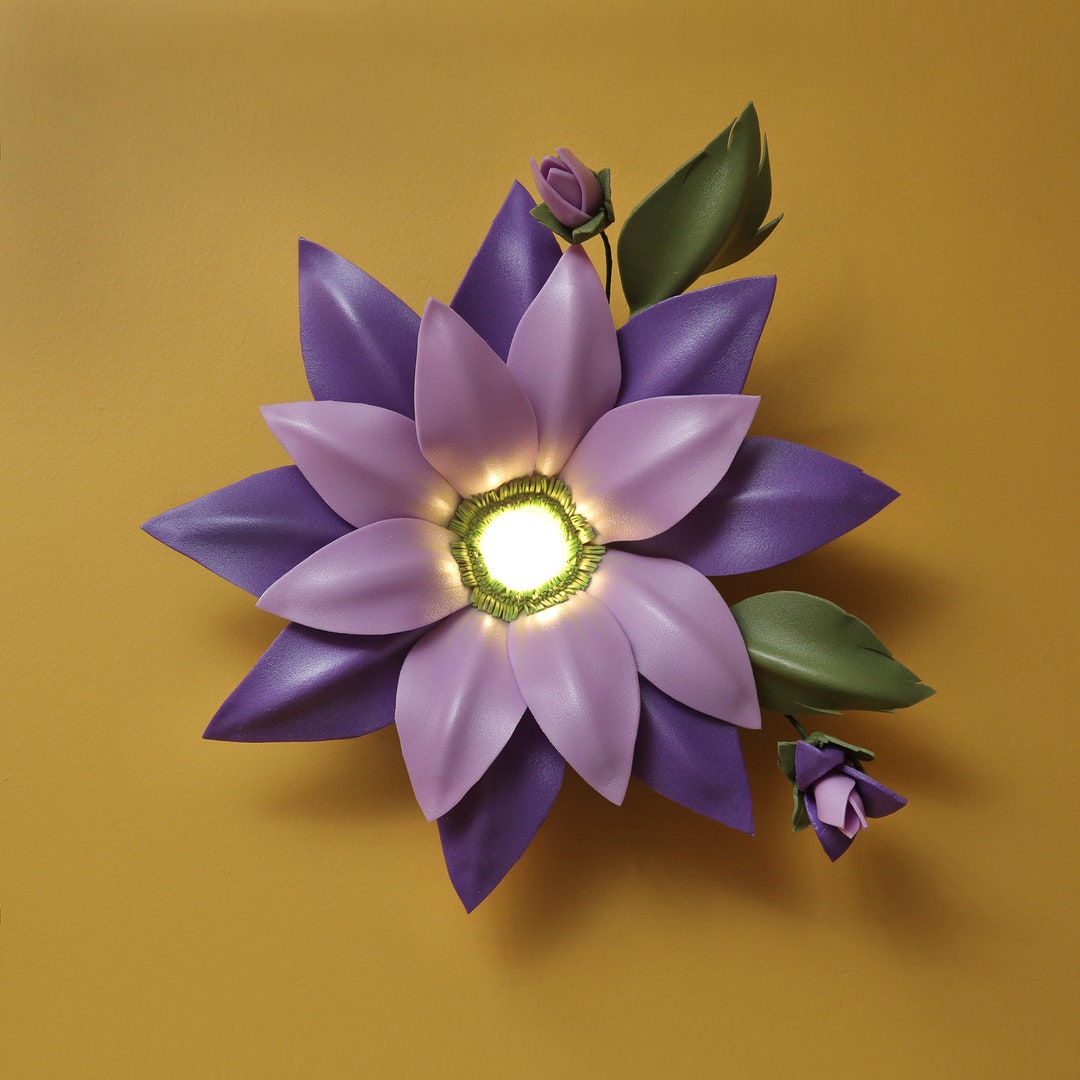 Handmade Flower Wall Sconce, Battery Operated LED Lamp, Girls Room ...