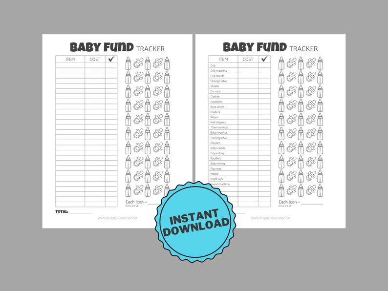 Baby Fund Tracker Printable PDF Editable & Personalized Savings Goal ...