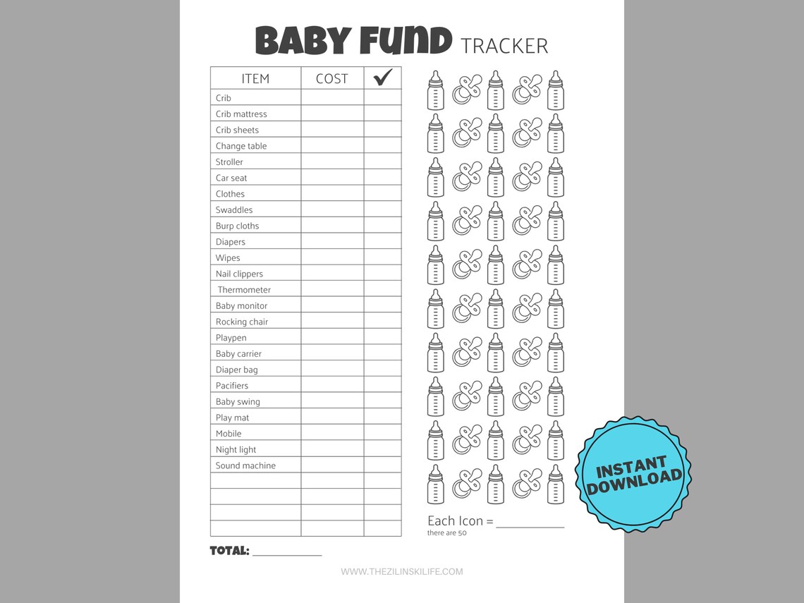 Baby Fund Tracker Printable PDF Editable & Personalized Savings Goal ...