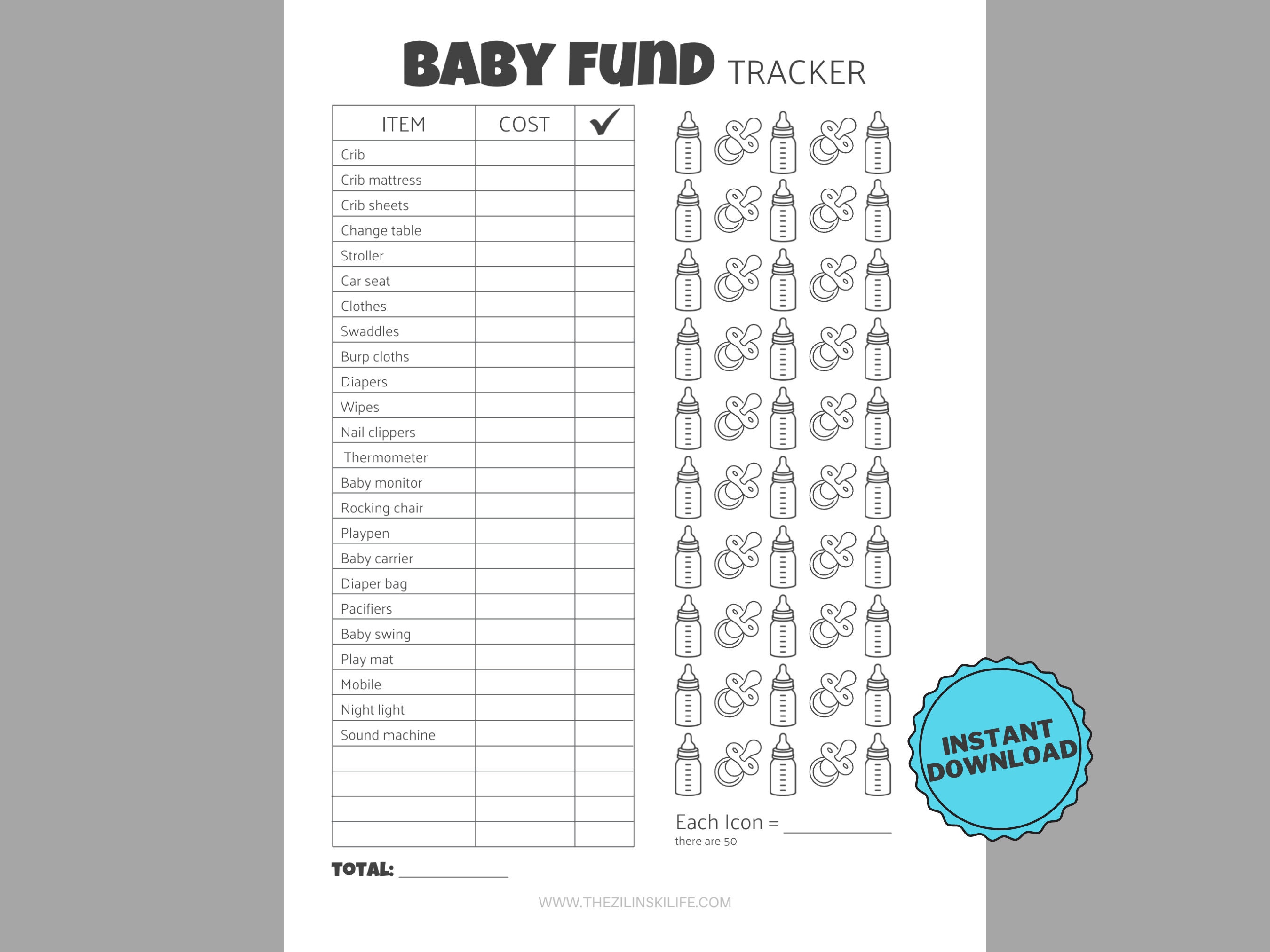Baby Fund Tracker Printable PDF Editable & Personalized Savings Goal ...