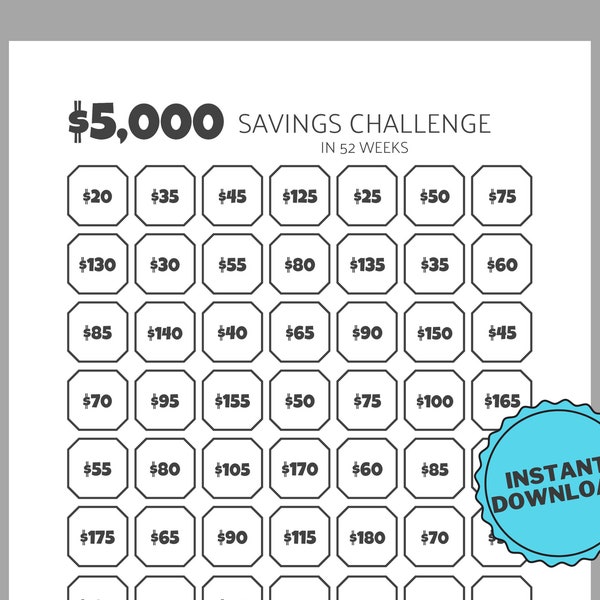 5000 Savings Chart - Etsy