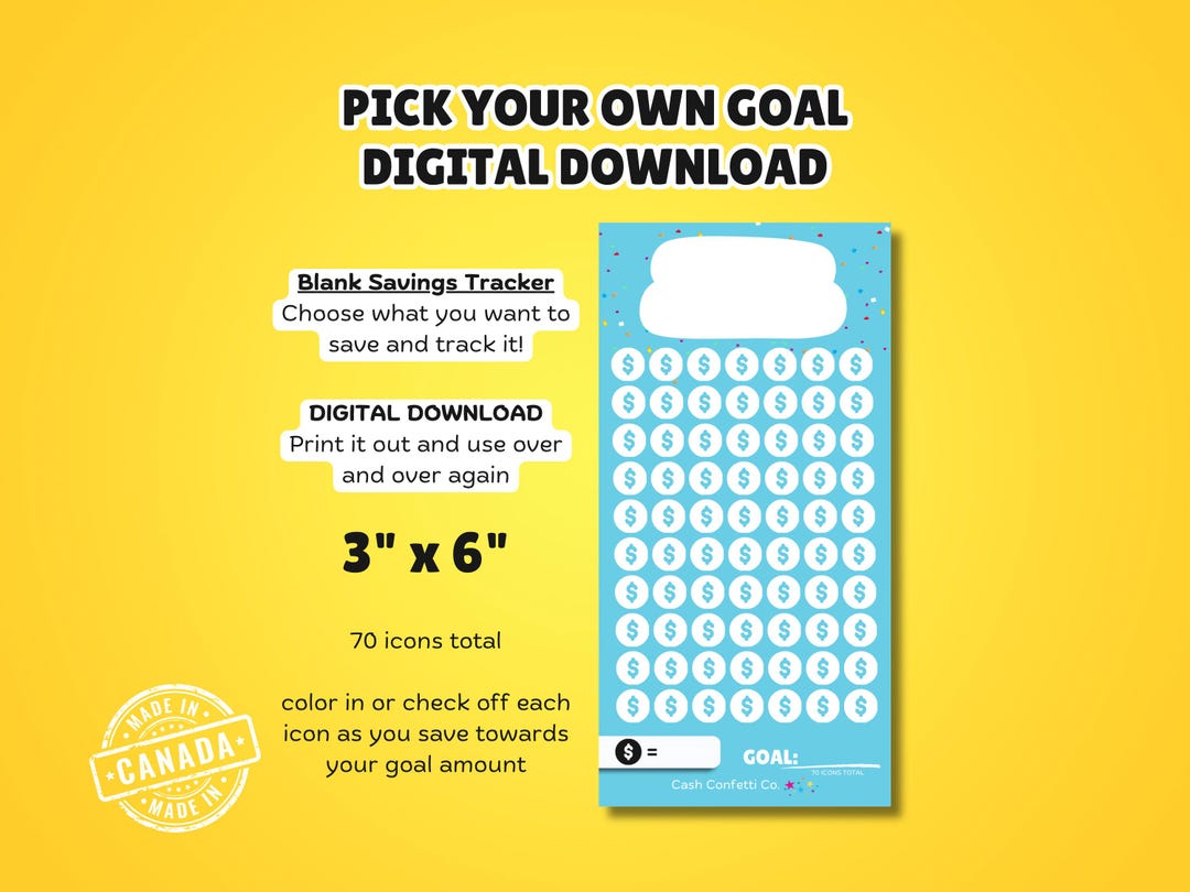 Pick Your Own Goal Savings Tracker - Printable PDF - Digital Download ...