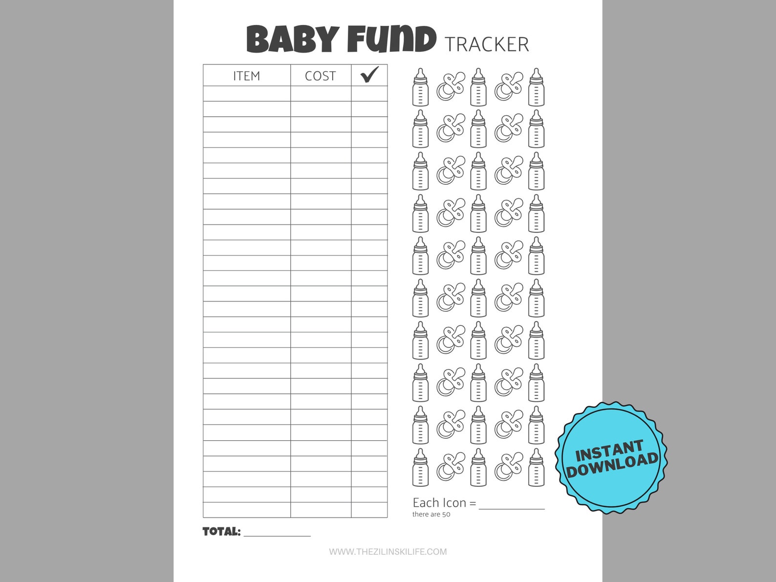 Baby Fund Tracker Printable PDF Editable & Personalized Savings Goal ...