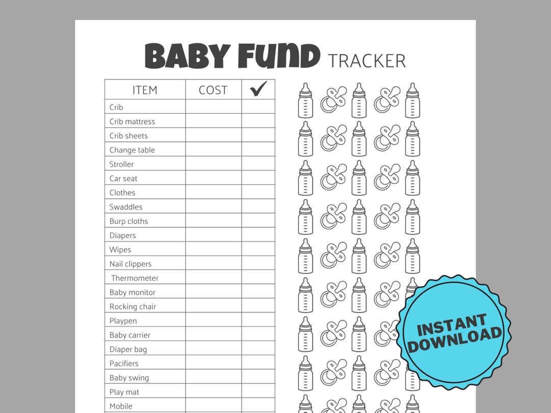 Baby Fund Tracker Printable PDF Editable & Personalized Savings Goal ...
