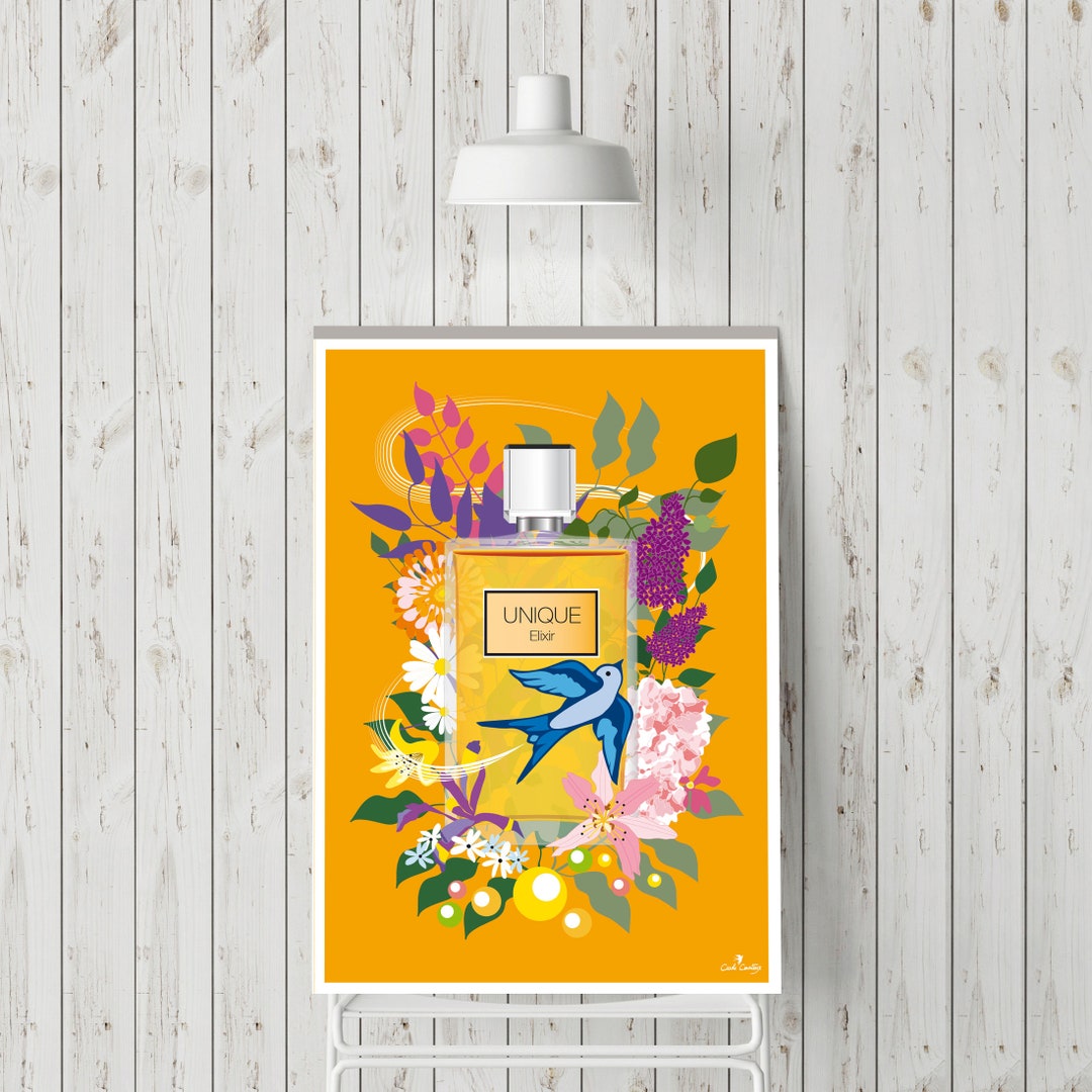 Illustrated Floral Perfume Poster - Etsy