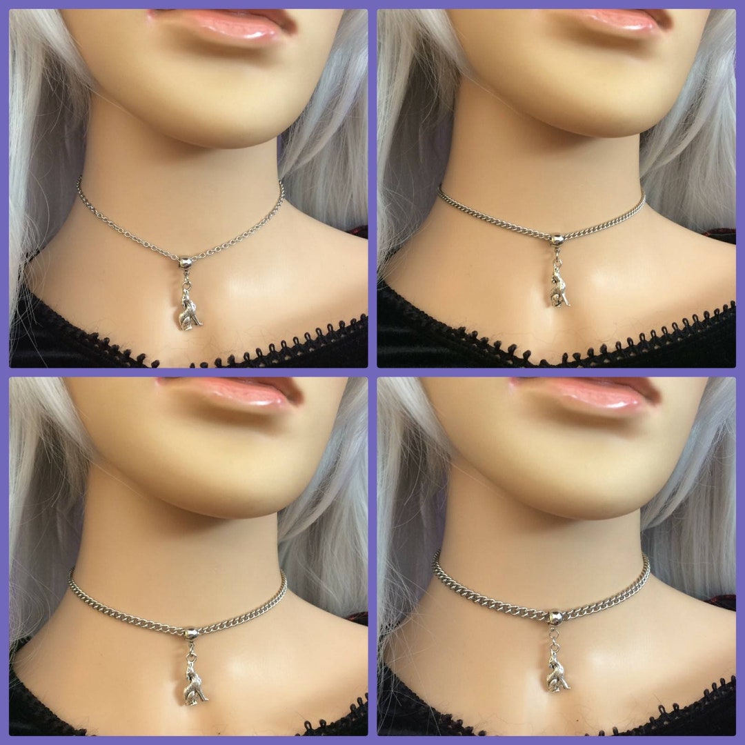 Stainless Steel With Howling Wolf Submissive Collar Submissive Necklace ...