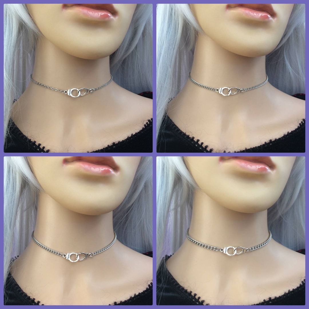 Stainless Steel With Handcuffs Submissive Collar Submissive Necklace ...
