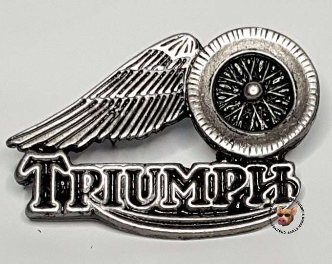 Triumph Motorcycle Wheel and Wing Vest Pin Made in the USA Biker Hat ...