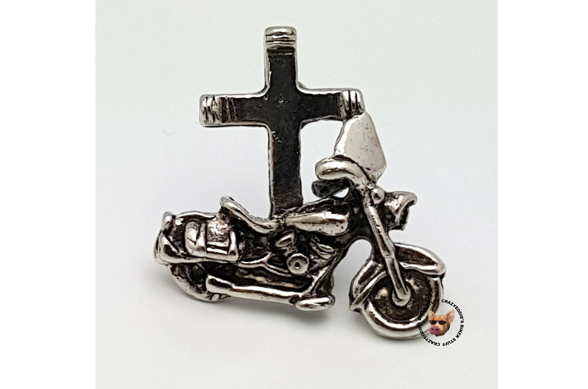 Cross and Motorcycle Biker Vest Jacket Pin Made in the USA | Etsy