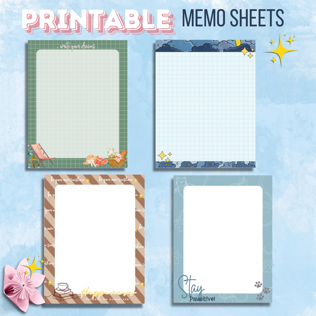 Printable Memo Sheets - Etsy