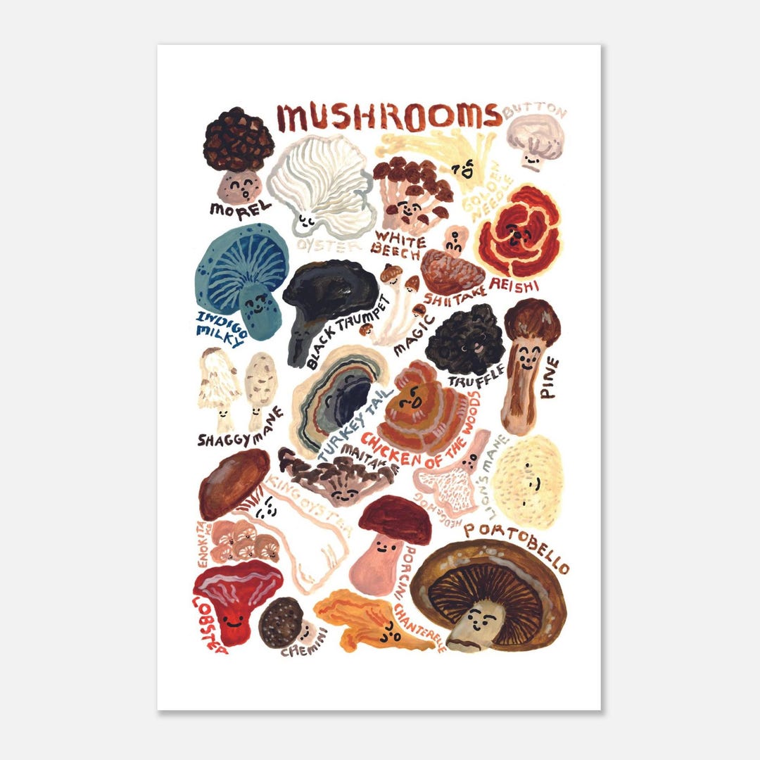 Mushrooms Poster - Etsy