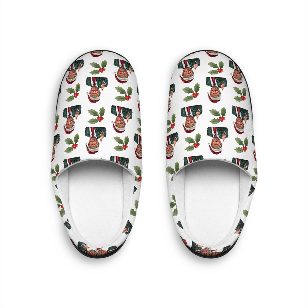 Funny Donald Trump Christmas Slippers, Political Novelty Footwear, Men ...