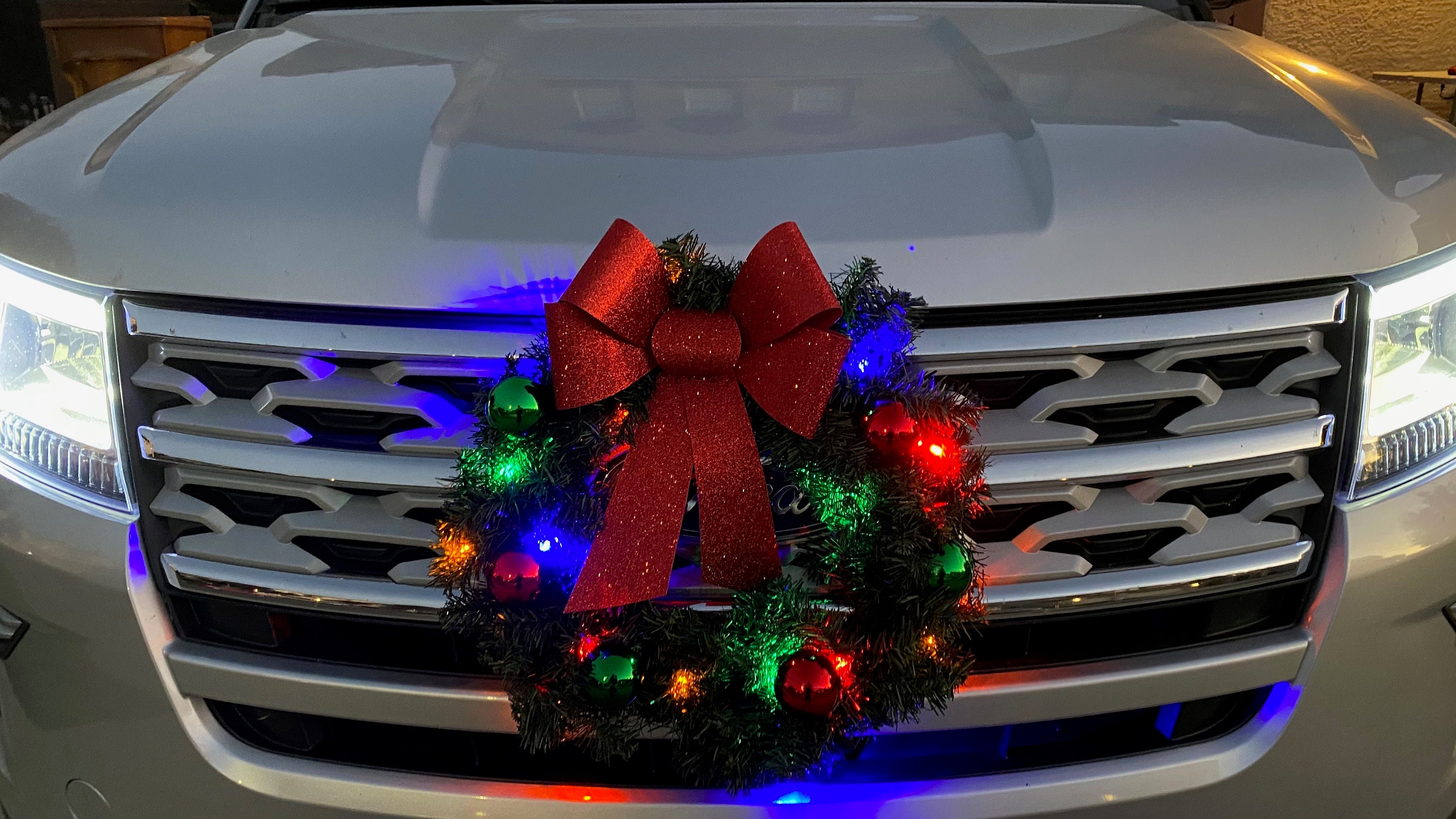 Christmas Wreath On Car