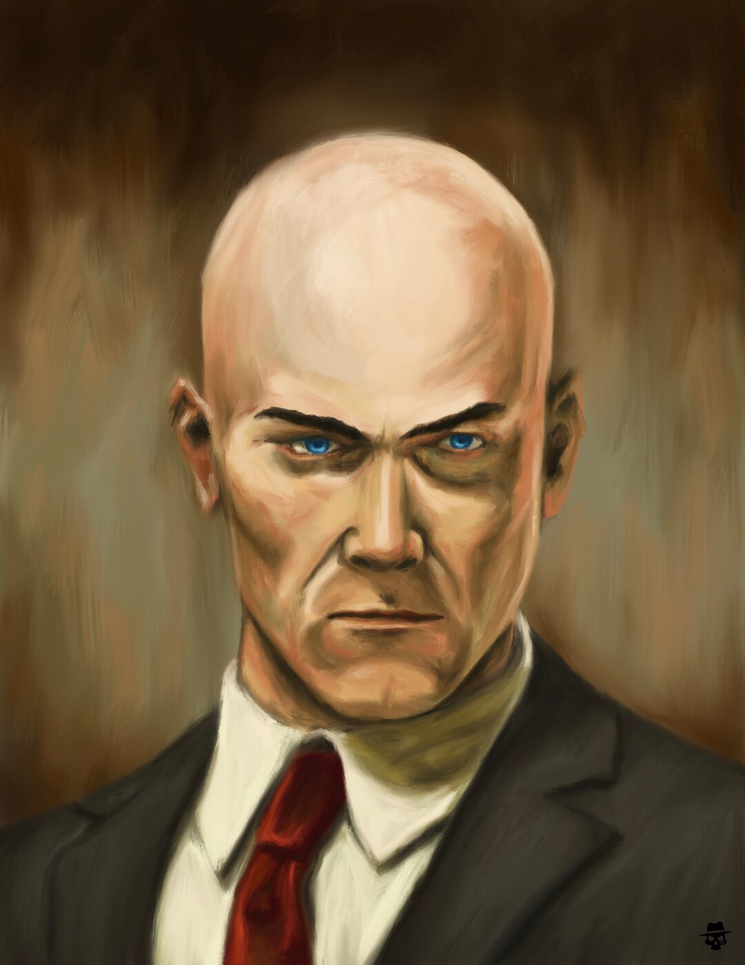 Hitman Agent 47 Oil Painting Art Print | Hitman III | Gaming Art ...