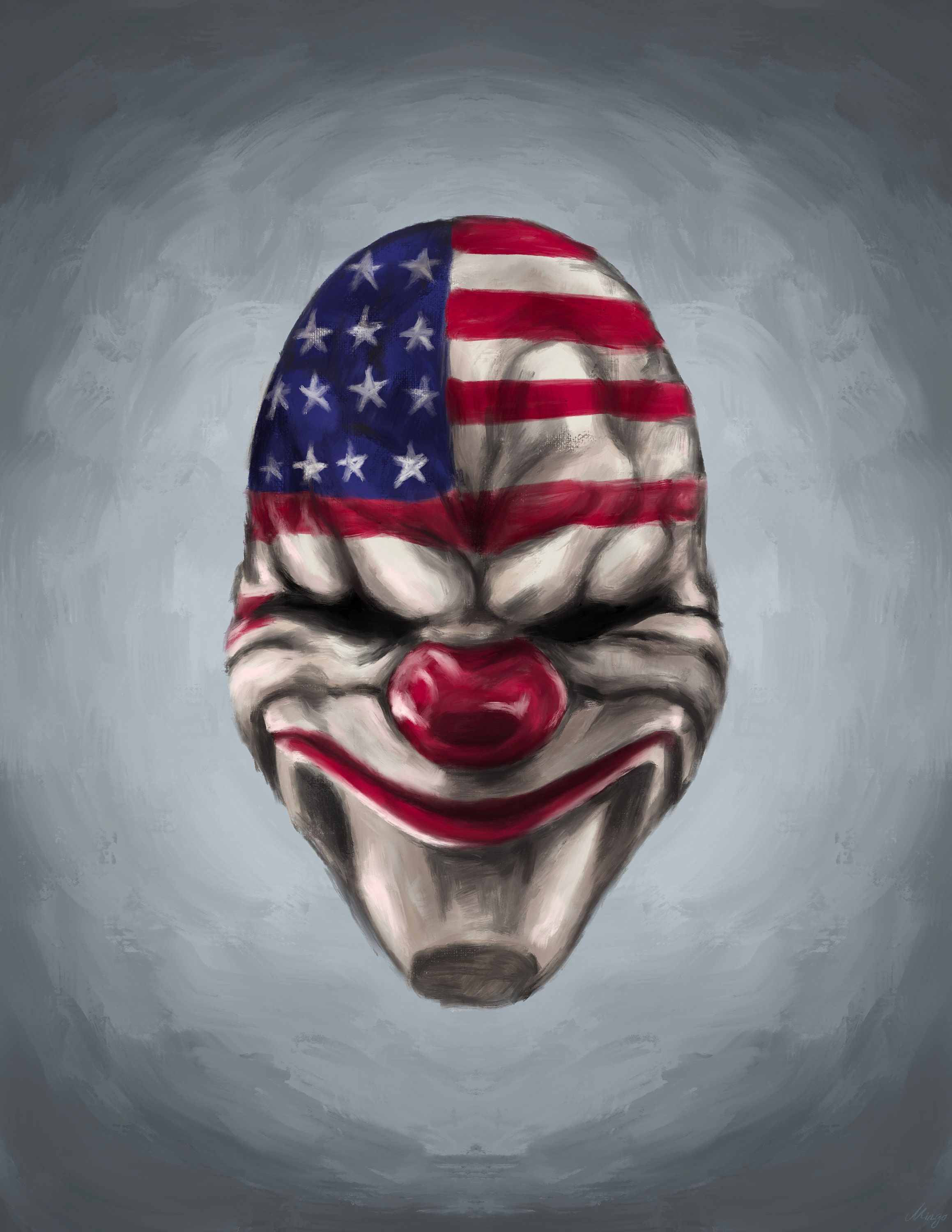 PAYDAY Wolf Mask Art Poster | Gaming Portrait Oil Painting | Art Poster ...