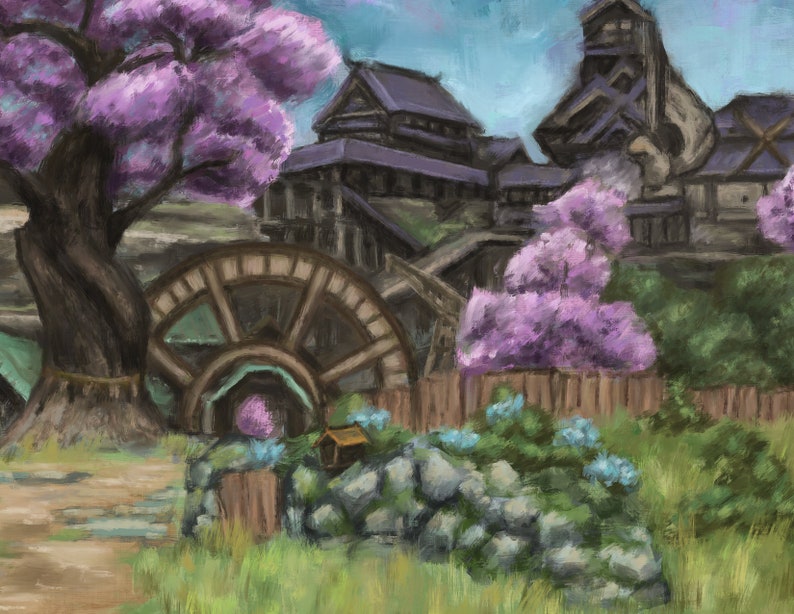 Genshin Impact Inazuma City Oil Painting Gaming Poster - Etsy