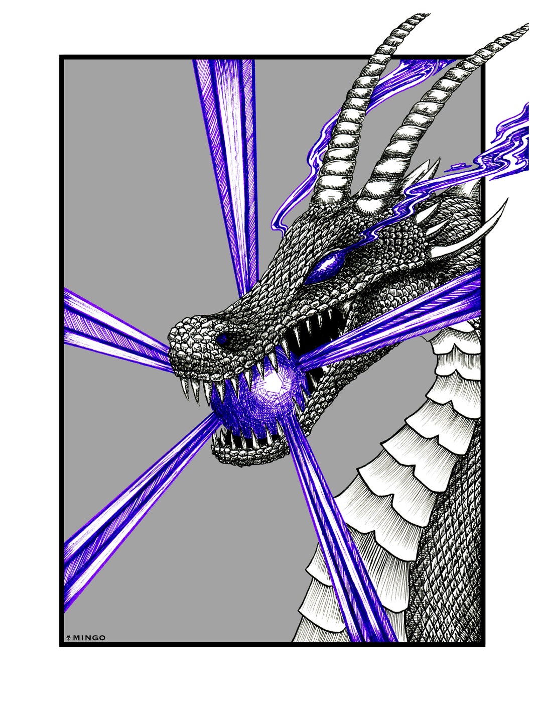 Minecraft Ender Dragon Art Print, Gaming Wall Art, Mythical Creature ...
