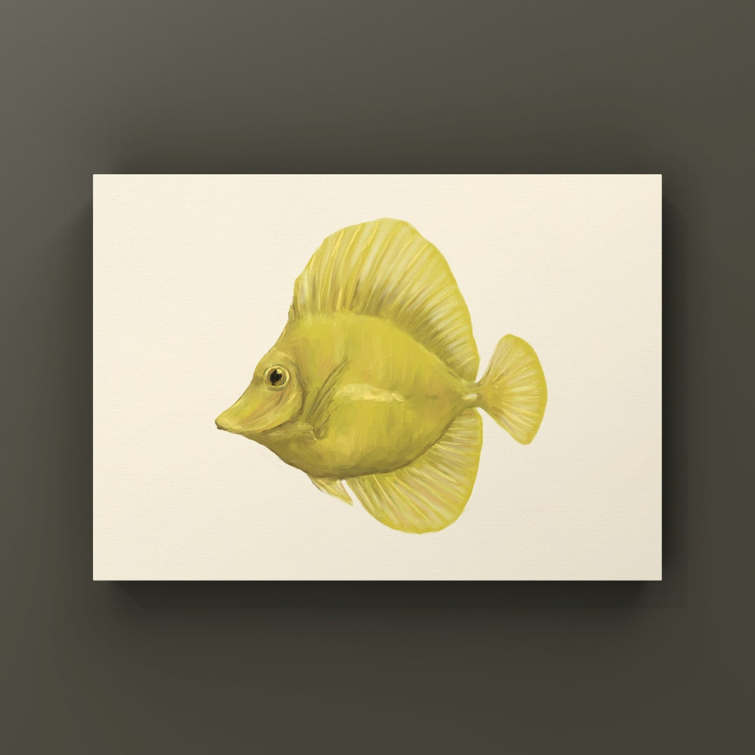 Yellow Tang Fish Print | Physical Fish Decor | Fish Postcard | Fish ...
