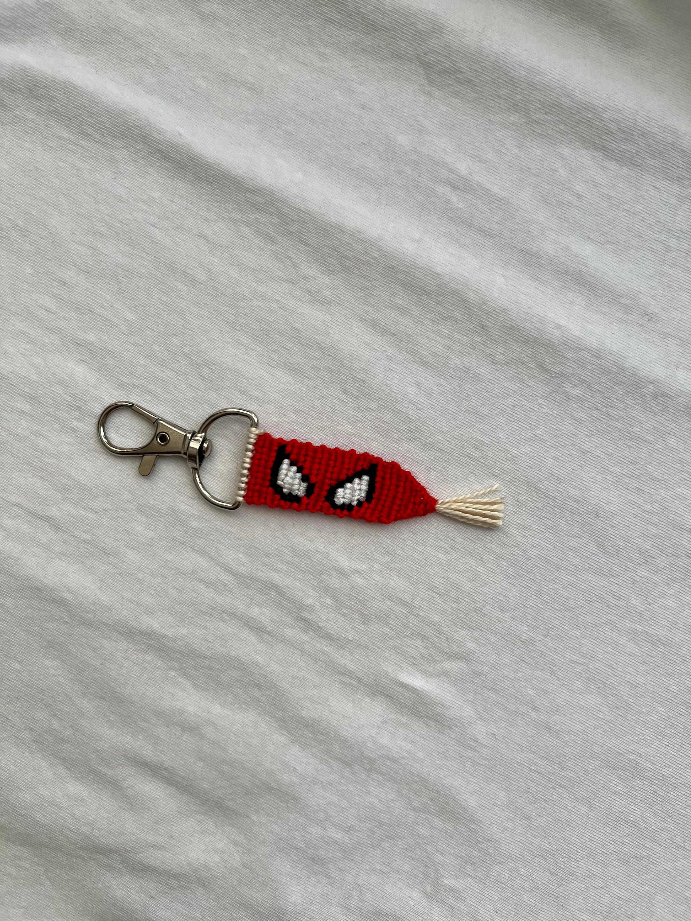 Handmade Spiderman Keychain Black White Red Knitted Keychain Braided ...