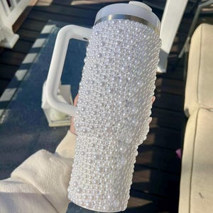 Pearl Stanley. White Insulated Stanley Cup Frost With Pearls 14oz 20oz ...