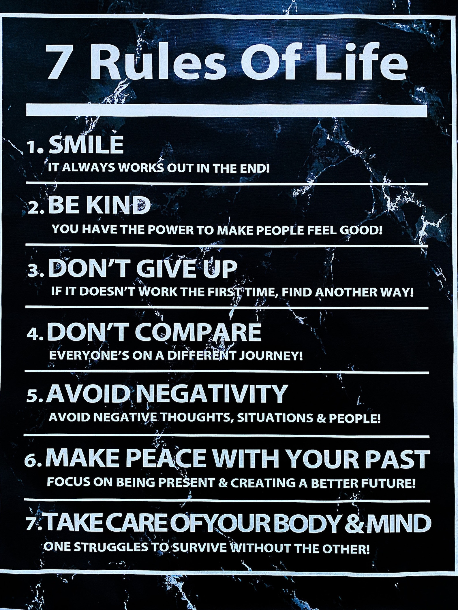 7 Rules of Life Poster. Motivational Quote Poster, Inspirational Canvas ...