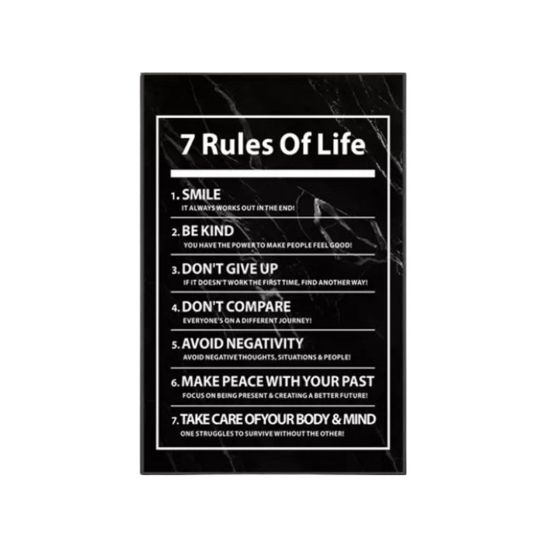 7 Rules of Life Poster. Motivational Quote Poster, Inspirational Canvas ...