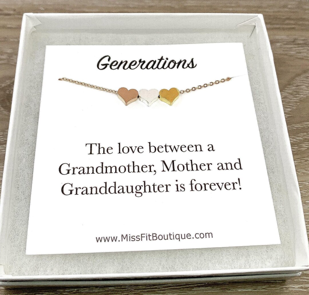 Three Generations Jewelry, 3 Hearts Necklace, Dainty Heart Necklace ...