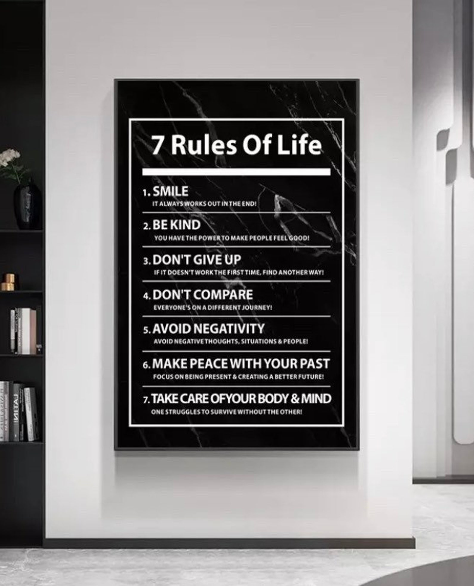 7 Rules of Life Poster. Motivational Quote Poster, Inspirational Canvas ...