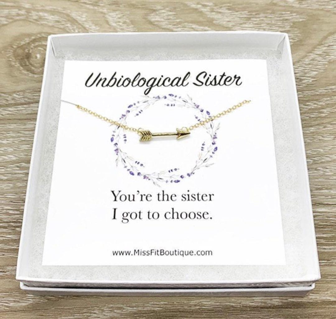 Unbiological Sister Gift, Sideways Arrow Necklace, Soul Sister Gift ...