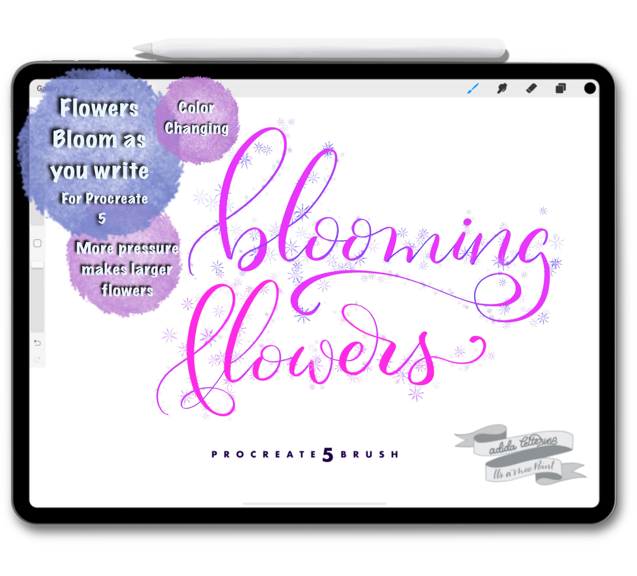 Blooming Flowers Procreate Brush | Etsy