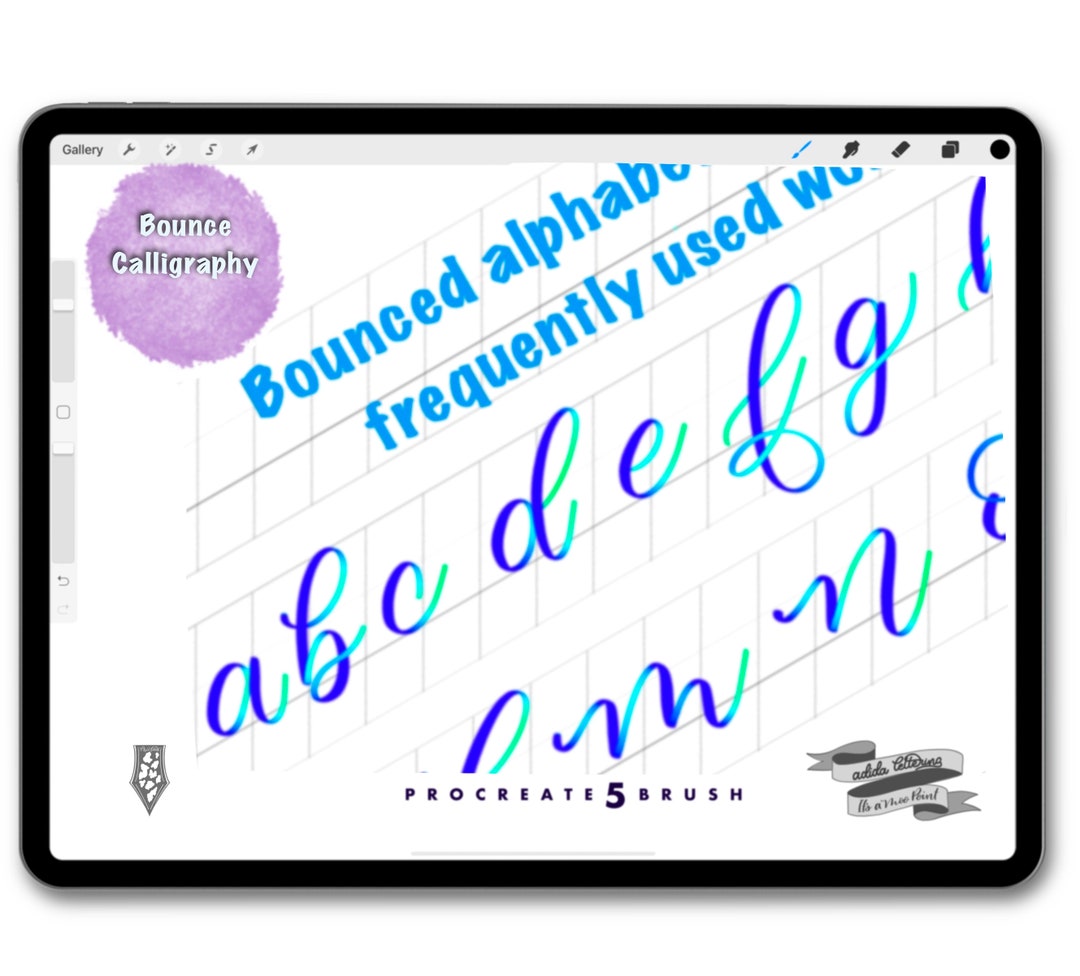 Bounce Calligraphy Worksheets series 7 Pdf and Procreate Files - Etsy