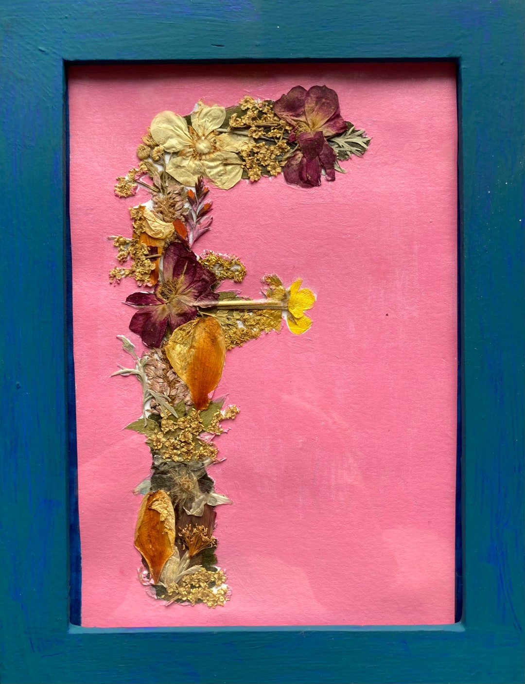 Pressed Flower Letter F on Pink - Etsy